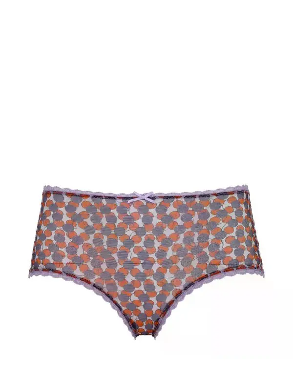 LAURA URBINATI Geometric-print Lace-trim Briefs - Purple