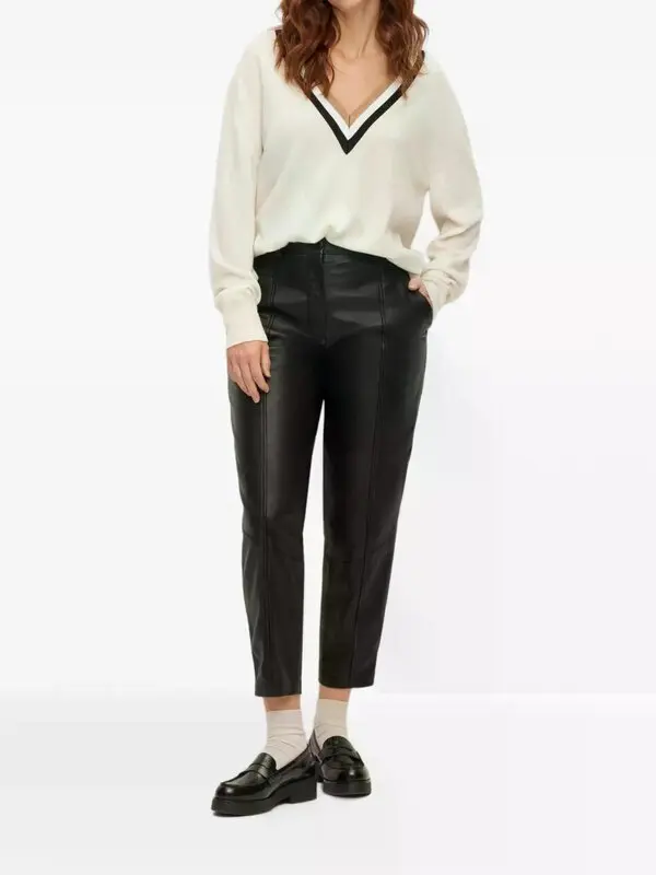 BOSS Leather Trousers With Seam Detail