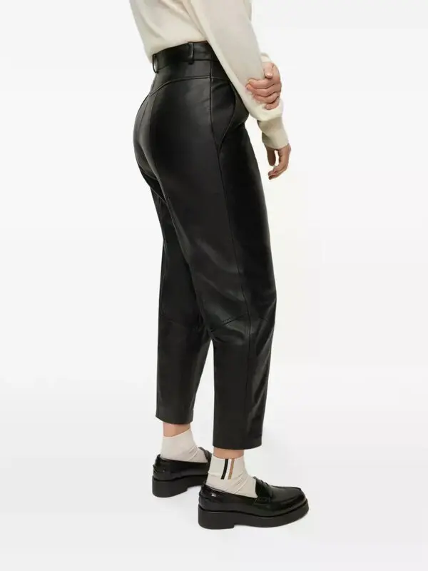 BOSS Leather Trousers With Seam Detail