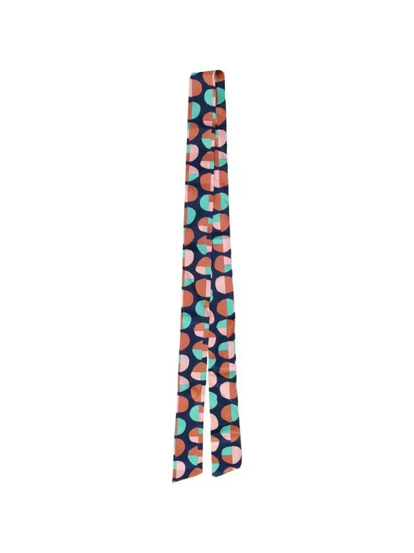 LAURA URBINATI Geometric Print Satin Belt - Blue