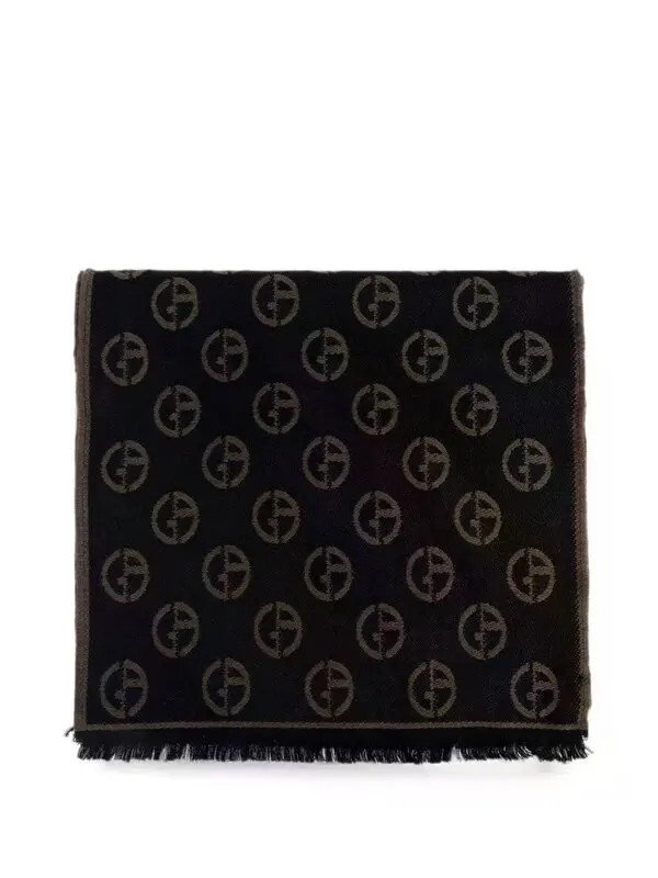 Giorgio Armani Monogram-pattern Frayed Scarf