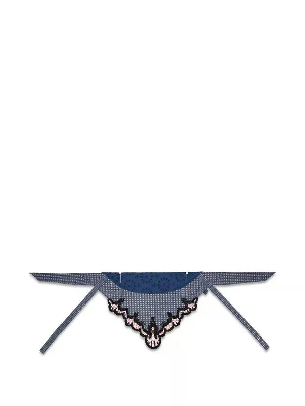 CA4LA Lace-trimmed Broderie Anglaise Headscarf - Blue