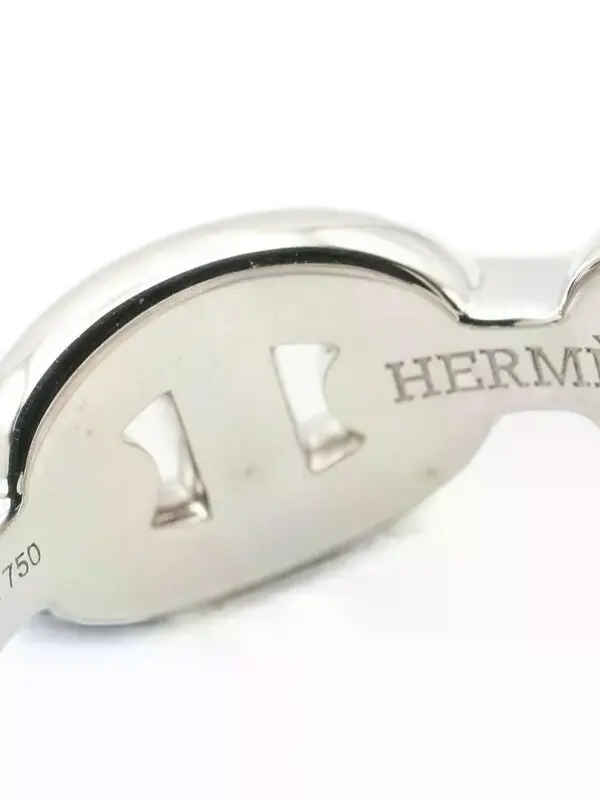 Hermès 18k White Gold Pavé Diamond Chaîne D'ancre Ring