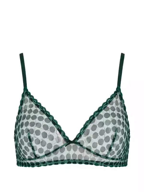 LAURA URBINATI Polka-dot Tulle Bra - Green
