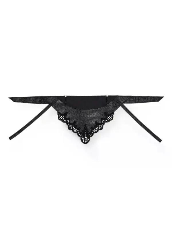 CA4LA Embroidered Crochet Trim Headscarf - Black