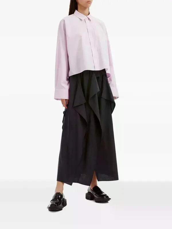 ENFOLD Stepped-hem Patch-pocket Shirt