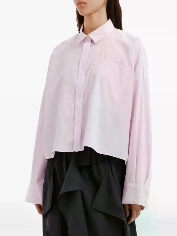 ENFOLD Stepped-hem Patch-pocket Shirt