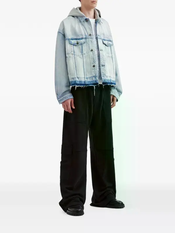 We11Done Hooded Raw-hem Denim Jacket