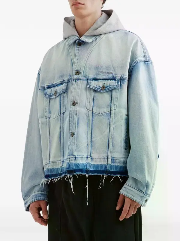 We11Done Hooded Raw-hem Denim Jacket