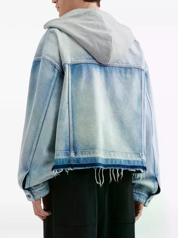 We11Done Hooded Raw-hem Denim Jacket
