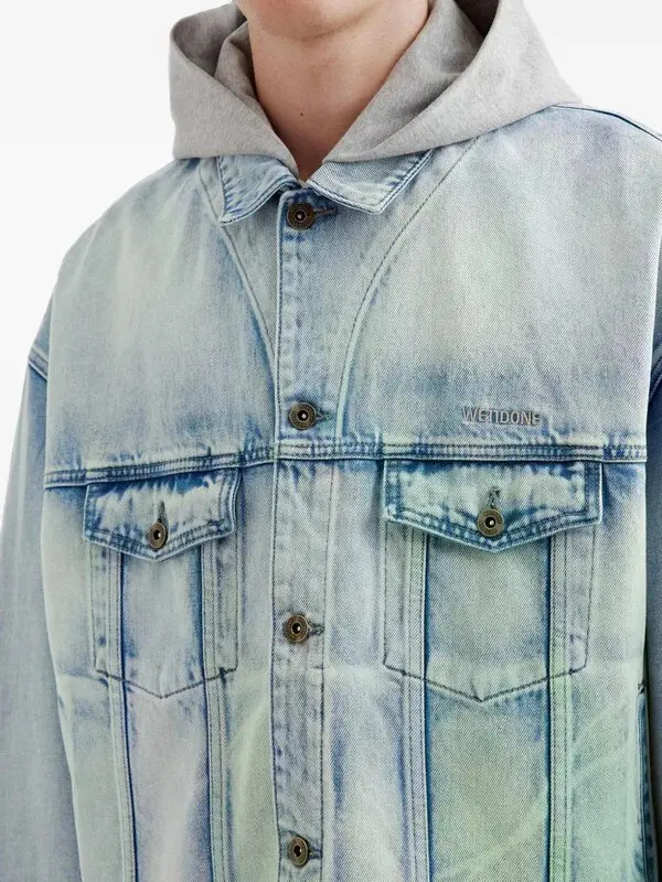 We11Done Hooded Raw-hem Denim Jacket