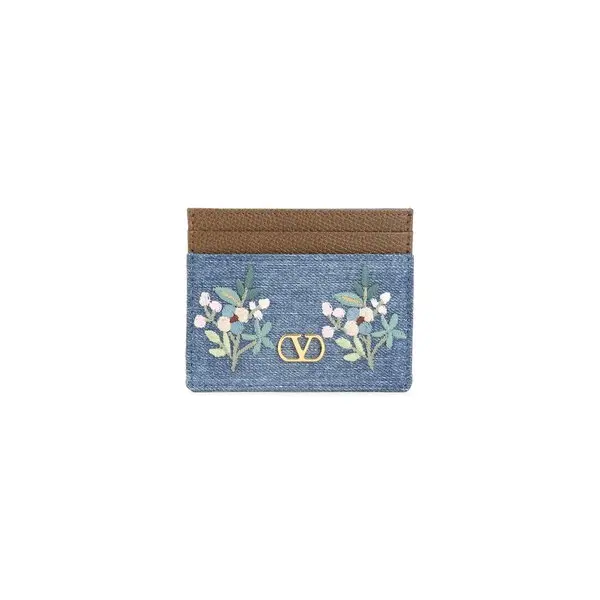 Valentino Garavani Cotton Credit Card Case - Blue
