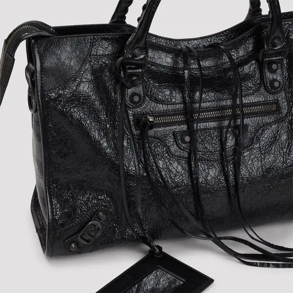 Balenciaga Le City M Bag In Crinkled Leather