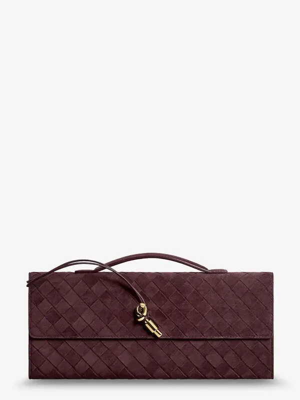 Bottega Veneta Andiamo Suede Clutch With Intrecciato Pattern - Multicolor