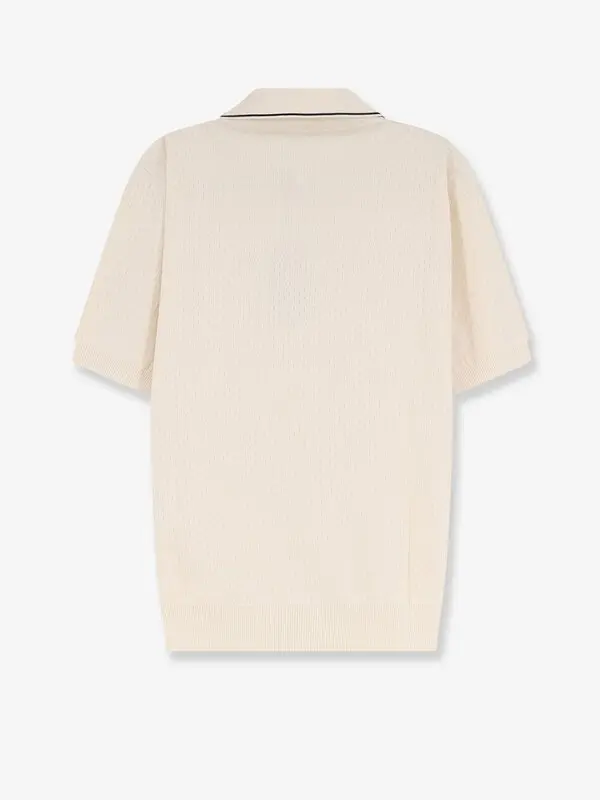 Fendi Cotton And Silk Polo Shirt With Ff Embroidery