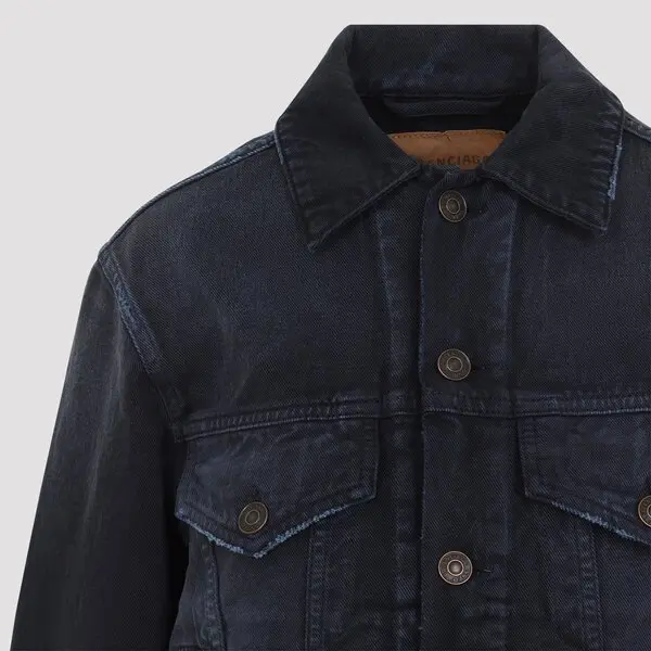Balenciaga Curved Waistband Denim Trucker Jacket