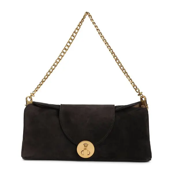 Versace Suede Clutch Bag With Medusa Turn-lock - Brown