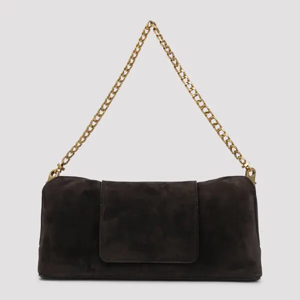 Versace Suede Clutch Bag With Medusa Turn-lock - Brown