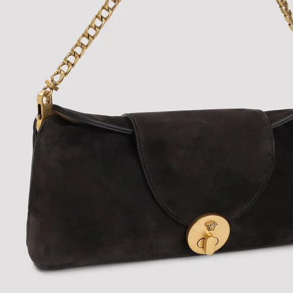 Versace Suede Clutch Bag With Medusa Turn-lock - Brown