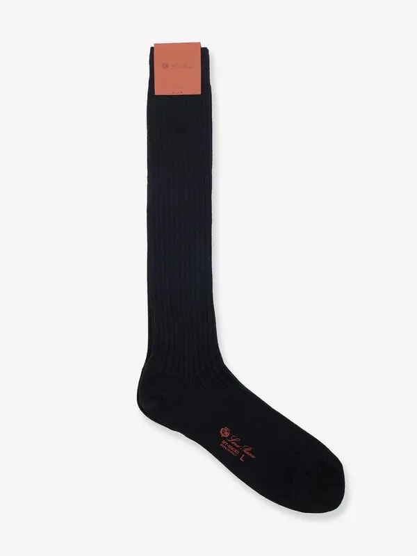Loro Piana Ribbed Wool, Cashmere And Silk Socks - Black