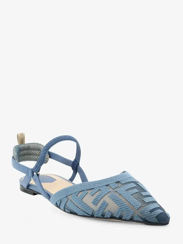 Fendi Colibrã¬ Lite Flat Mesh Slingback With Ff Embroidery