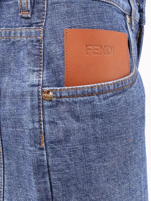 Fendi Chambray Denim Shorts - Blue