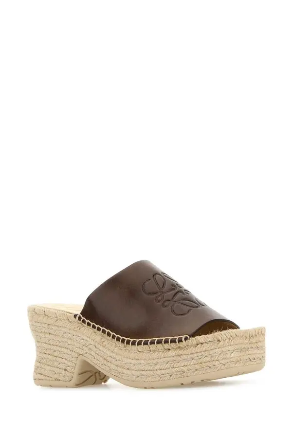 Loewe Wedge Espadrille Mules - Brown