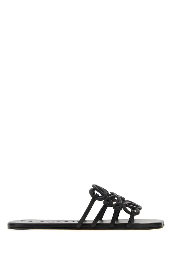 Loewe Anagram Petal Slippers - Black