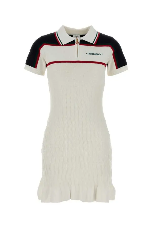 Casablanca Viscose Blend Polo Dress With Quarter Zip