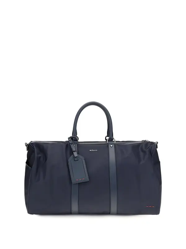 Kiton Leather-trimmed Travel Duffle Bag - Blue