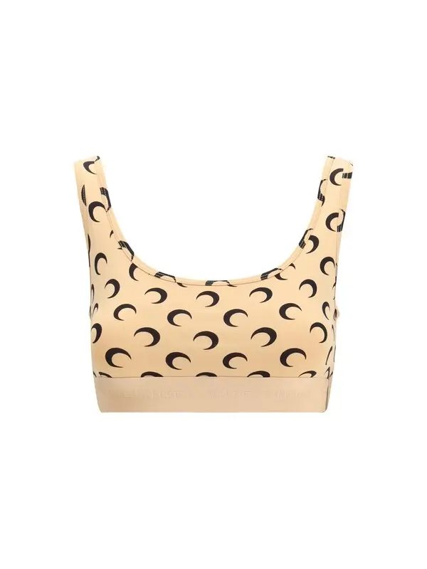 MARINE SERRE Moon Recycled Jersey Sports Bra - Cream