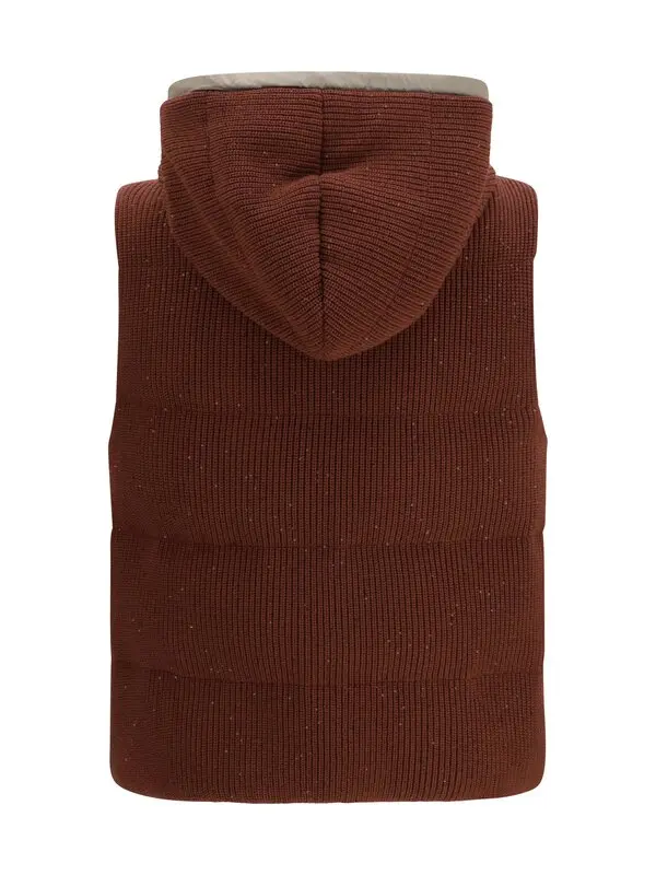 Brunello Cucinelli Hooded Down Vest - Brown