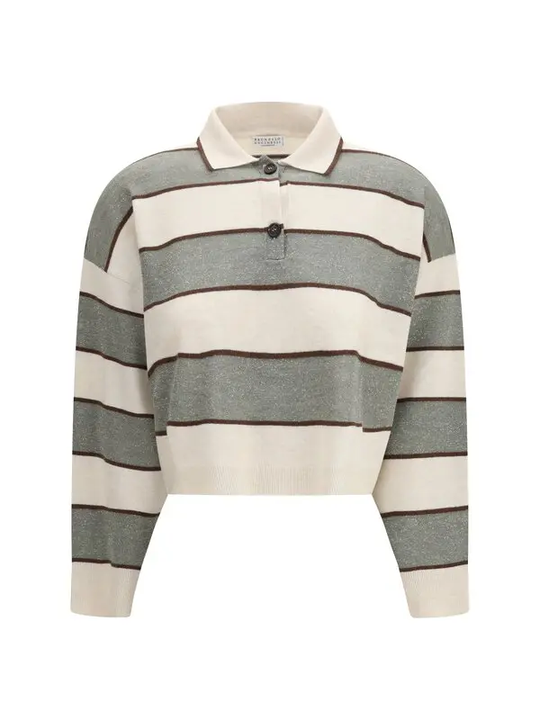 Brunello Cucinelli Striped Knit Polo Shirt - Multicolor