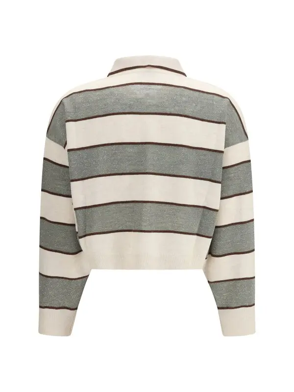 Brunello Cucinelli Striped Knit Polo Shirt - Multicolor