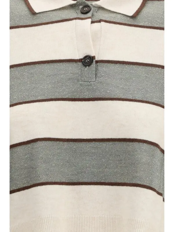 Brunello Cucinelli Striped Knit Polo Shirt - Multicolor