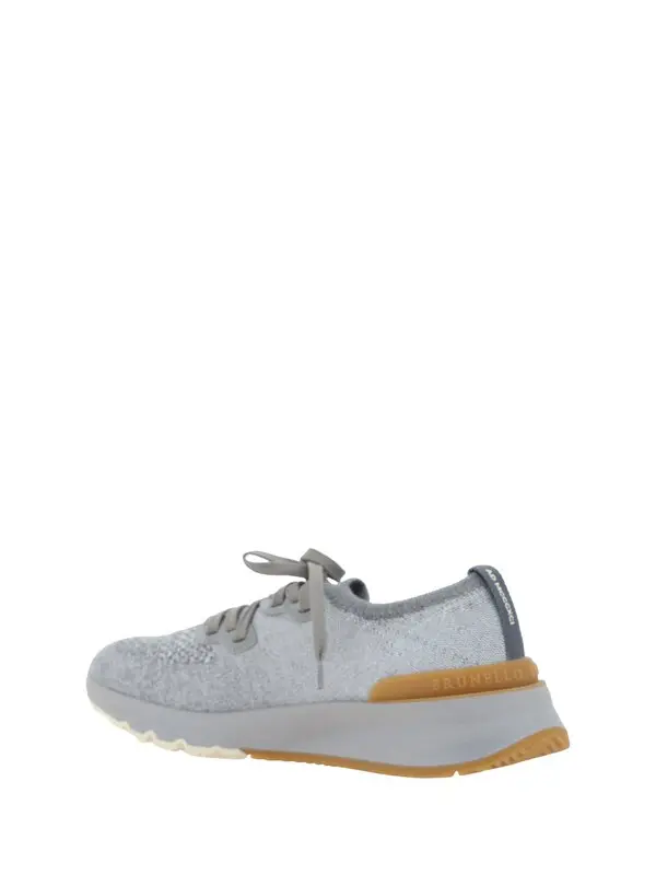 Brunello Cucinelli Cotton Knit Lace-up Sneakers - Gray