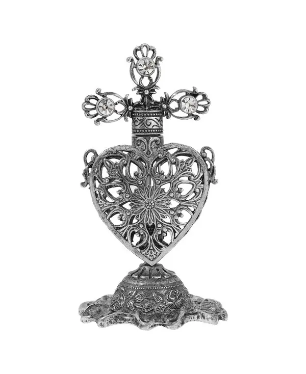 SYMBOLS OF FAITH Pewter Heart Perfume Bottle - Gray