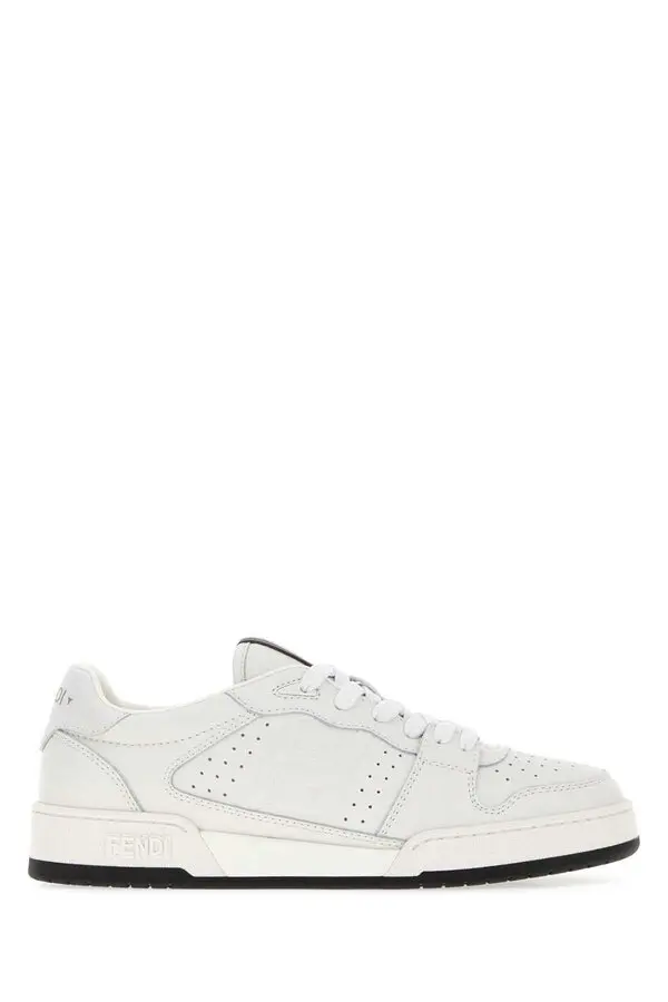 Fendi Calfskin Leather Match Sneakers - White