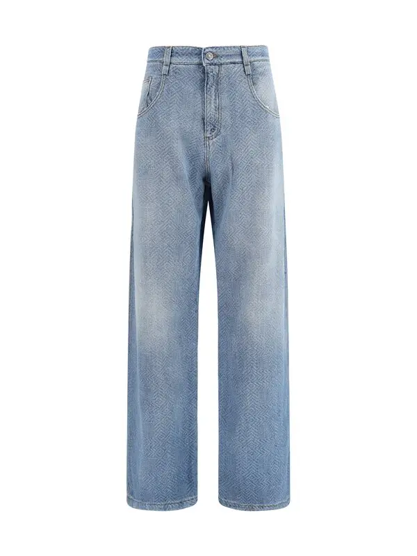 ERMANO SCERVINO Ermanno Scervino Baggy Jeans In Pure Cotton With Resca Pattern