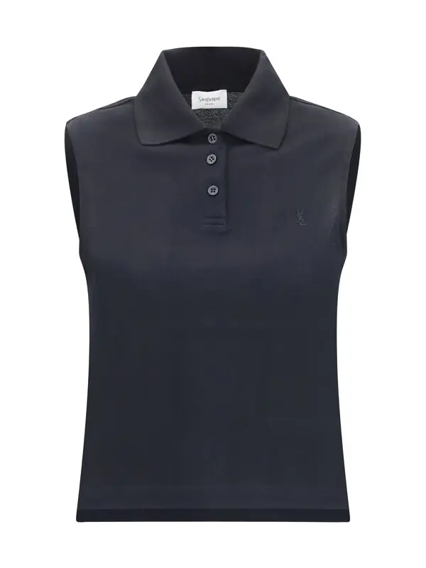 Saint Laurent Cassandre Piqué Polo - Black