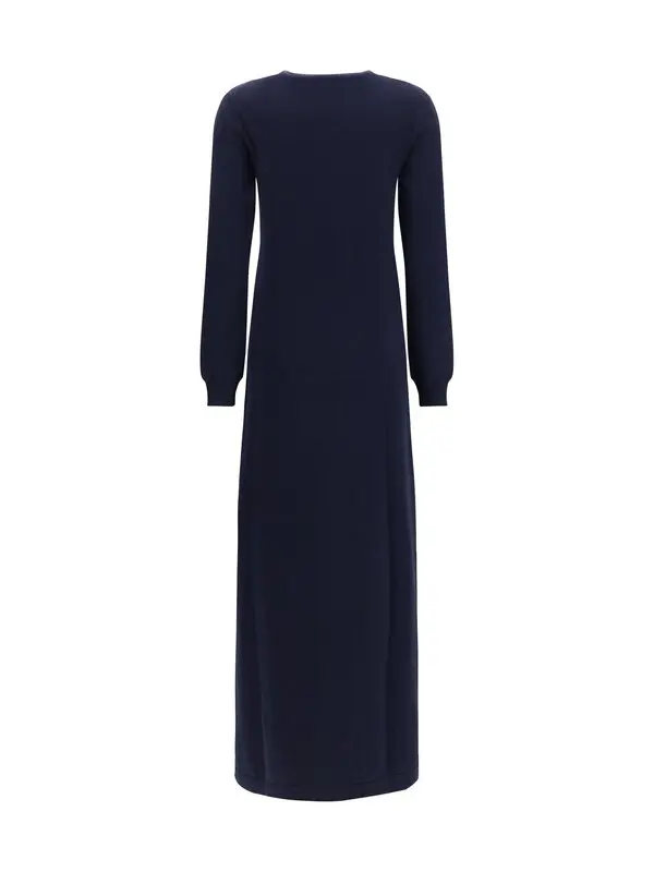 Malo Long Sleeve Cashmere Crewneck Maxi Dress