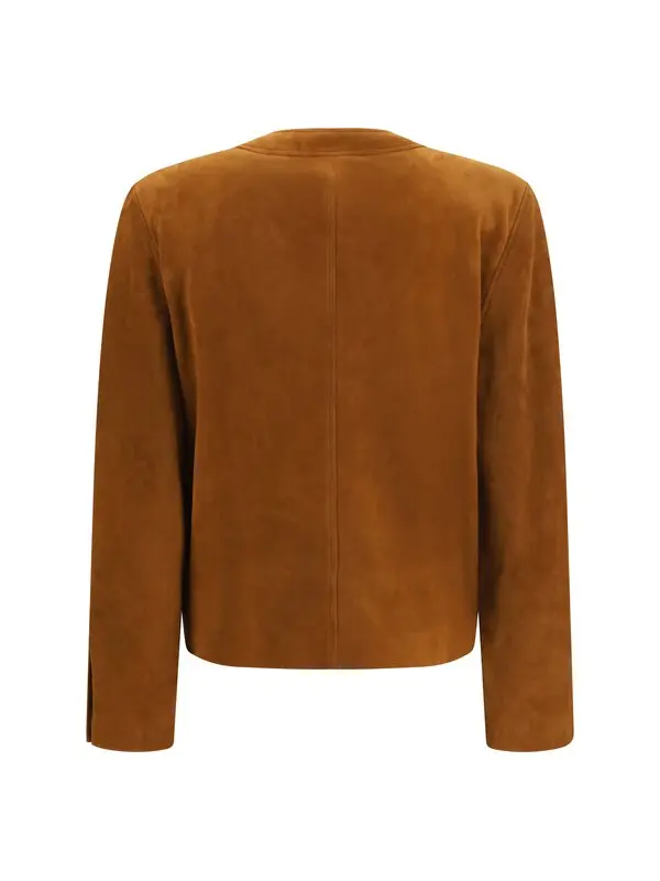 Saint Laurent Short Suede Buttoned Jacket - Brown