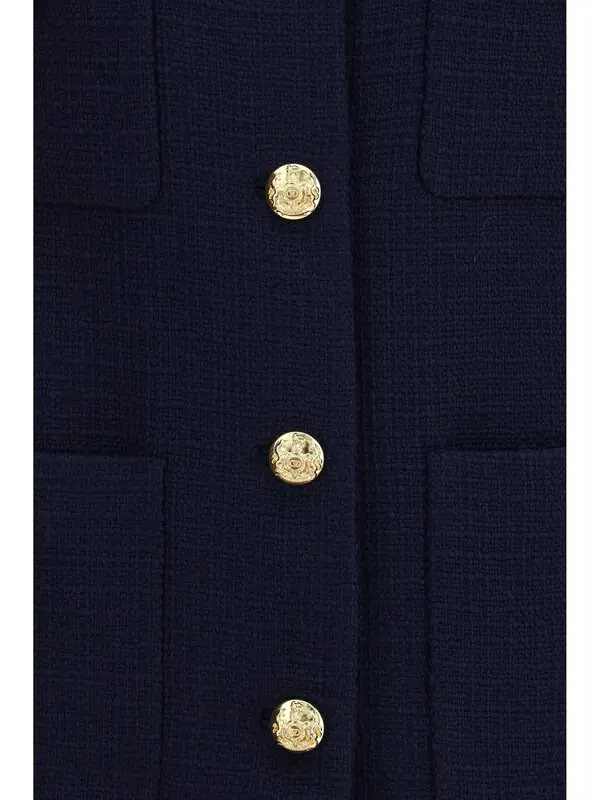 Valentino Garavani Wool Tweed Caban Coat With Shearling Cuffs
