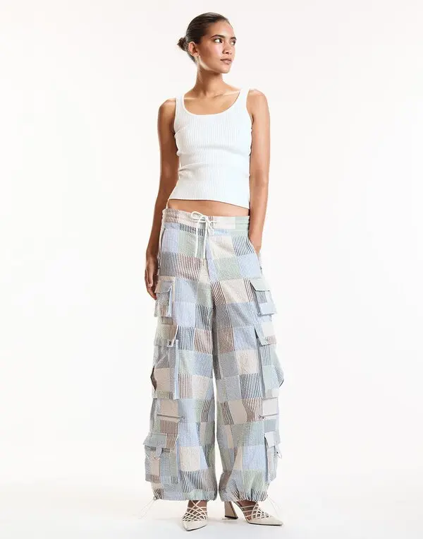 Cynthia Rowley Millie Patchwork Cargo Pants