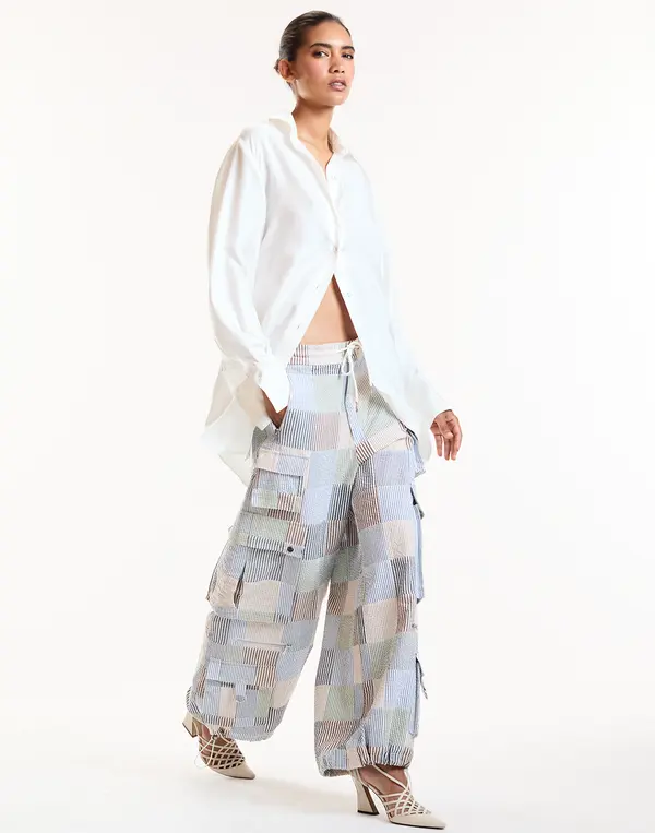 Cynthia Rowley Millie Patchwork Cargo Pants