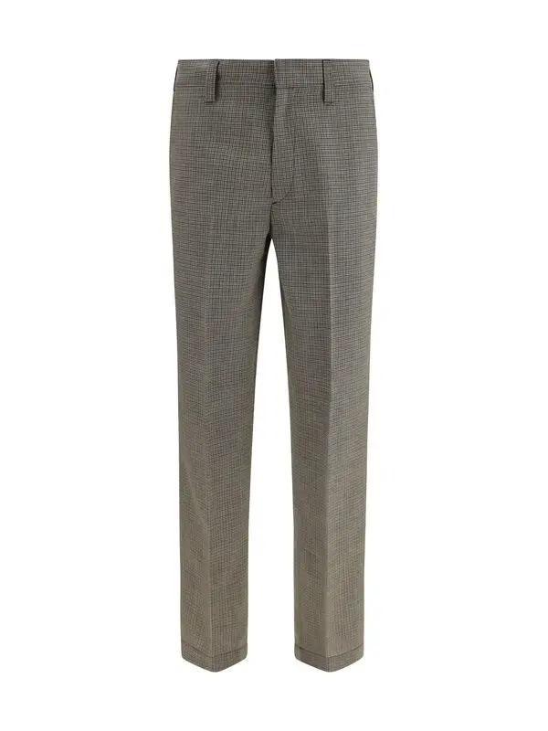 Prada Tailored Wool Trousers With Checked Pattern