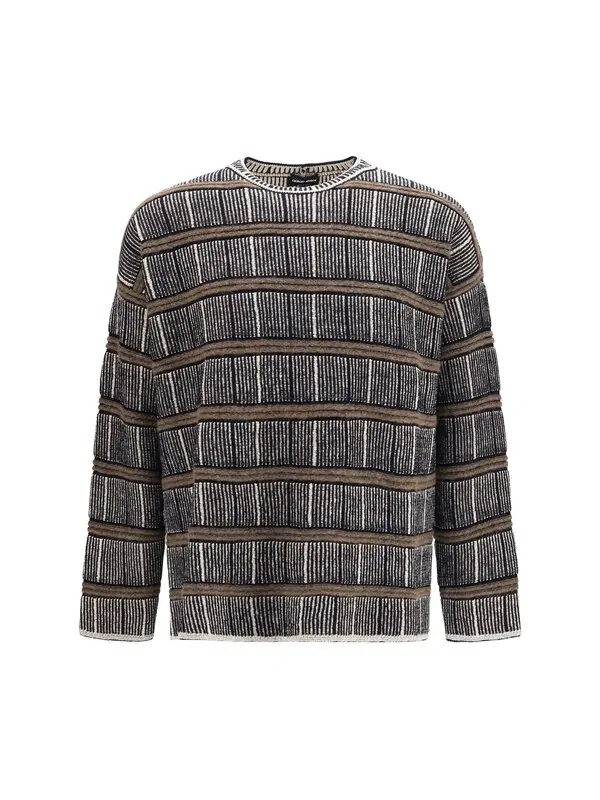 Giorgio Armani Oversized Ribbed Sweater In Silk And Virgin Wool Blend