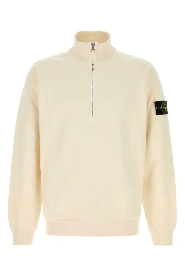 Stone Island Cotton Sweatshirt With Half-zip - White