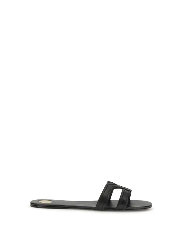 Saint Laurent Smooth Leather Mabrouka Sandals - Black
