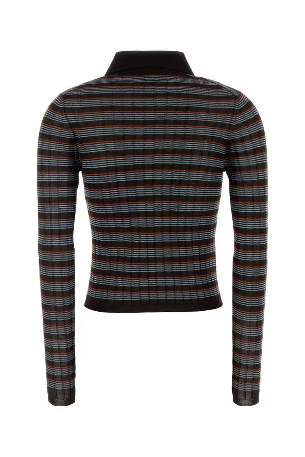 Prada Embroidered Knit Polo Shirt